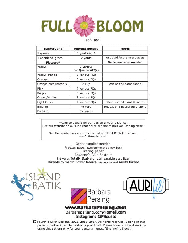 Full Bloom Pattern – Barbara Persing